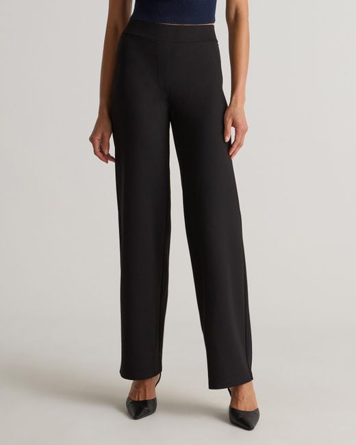 Quince Ultra-Stretch Ponte Wide Leg Pants, Rayon in Black | Lyst