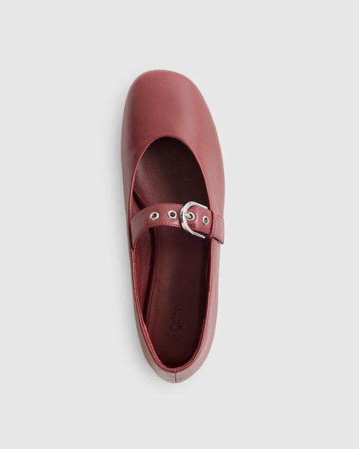 Quince Italian Leather Mary-Jane Flat in Red | Lyst