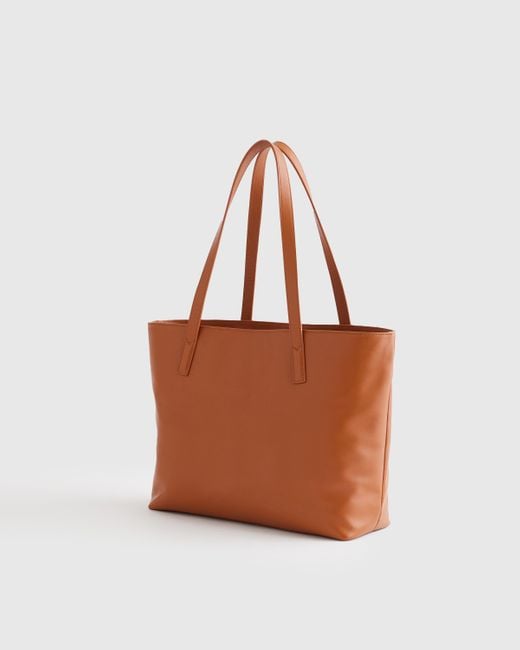 Quince Classic Italian Leather Tote in Brown | Lyst
