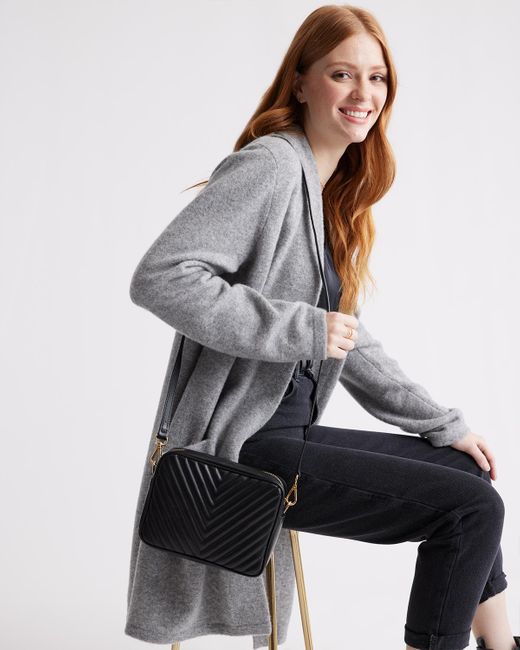 Quince Italian Leather Quilted Crossbody Bag in Black | Lyst