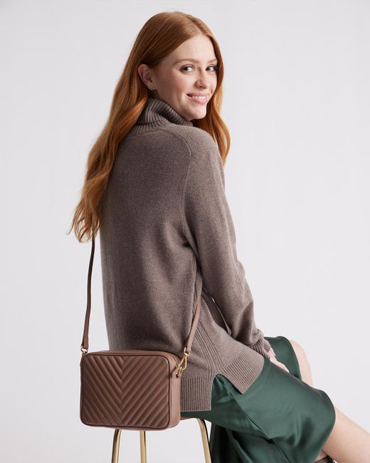 Quince Italian Leather Quilted Crossbody Bag in Brown | Lyst