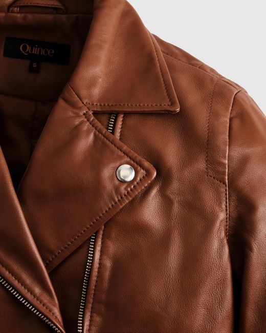 Quince 100% Washed Leather Biker Jacket in Red | Lyst