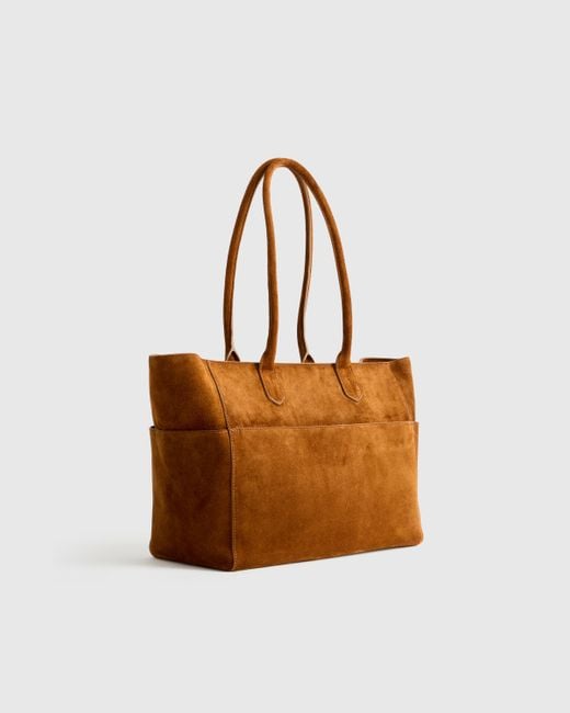 Quince Italian Suede Shopper Tote Bag in Brown | Lyst