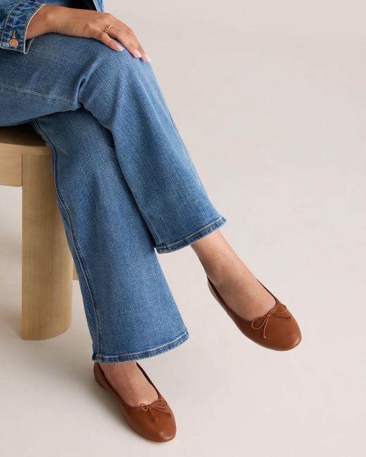 Quince Italian Leather Mary-Jane Ballet Flat in Brown | Lyst