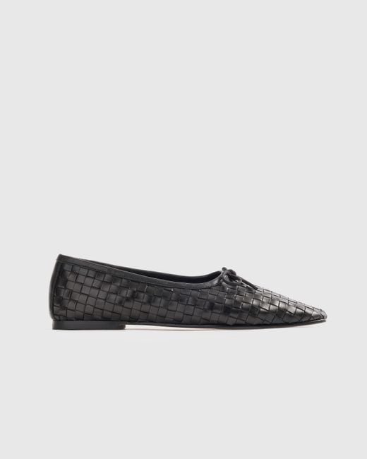 Quince Italian Leather Handwoven Square Toe Ballet Flat in White | Lyst