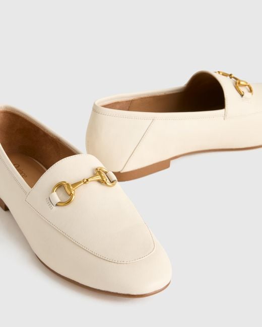 Quince Italian Leather Horsebit Loafer in White | Lyst