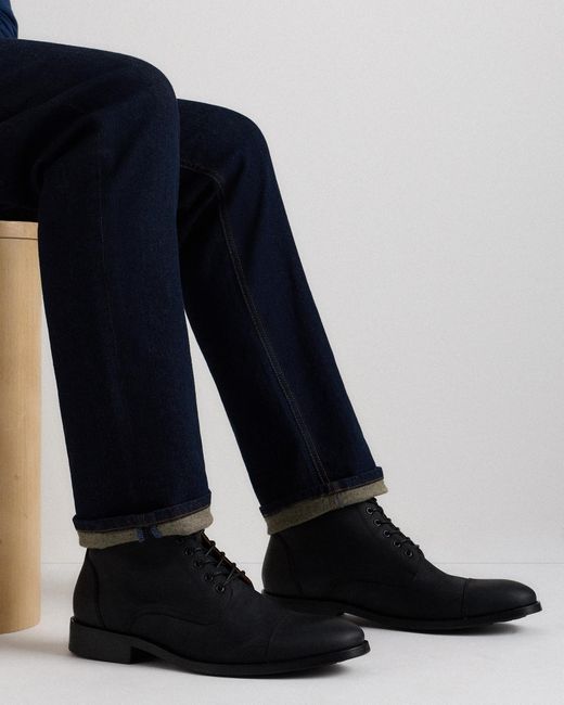 Quince Crafted Leather Cap Toe Lace Up Boot in Black for Men | Lyst