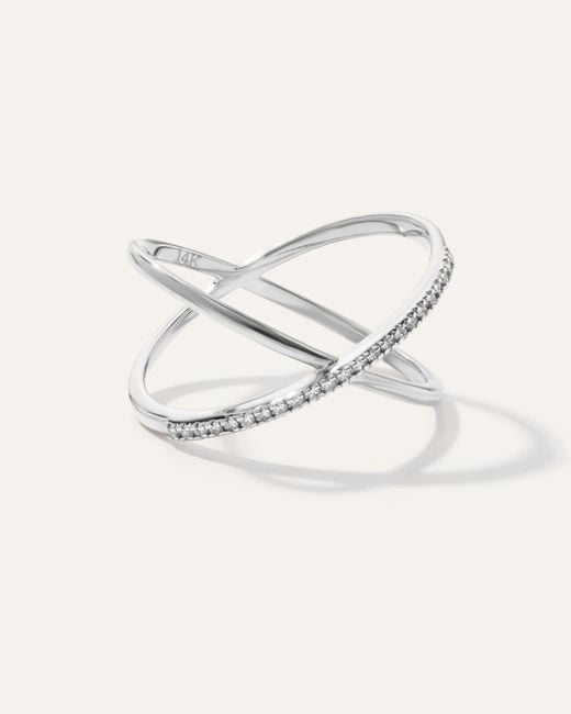 Quince 14K Diamond Pave Crossover Ring in Natural | Lyst