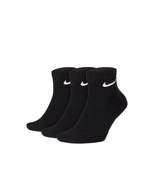 Nike Extra Large Quarter Socks 3 Pairs in Black for Men | Lyst