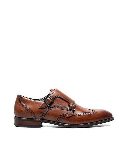 Stacy Adams Karson Wingtip Double Monk Strap in Brown for Men | Lyst