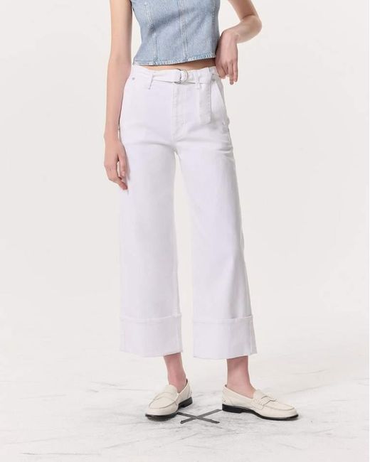 Rag & Bone Andi Belted Ankle-Length Wide-Leg Jeans in Pink | Lyst