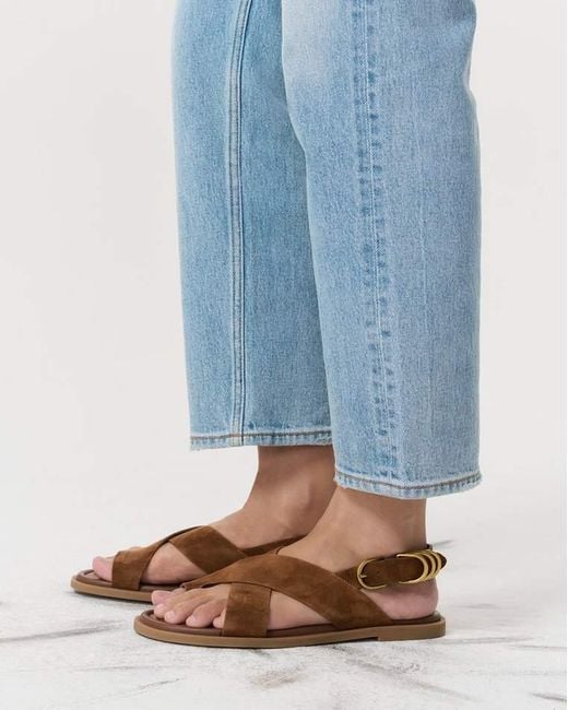 Rag & Bone Gia Suede Crossover Sandals in Brown | Lyst