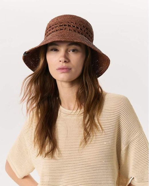 Rag & Bone Daisie Rollable Raffia Bucket Hat in Brown | Lyst