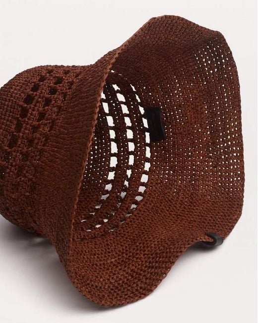 Rag & Bone Daisie Rollable Raffia Bucket Hat in Brown | Lyst