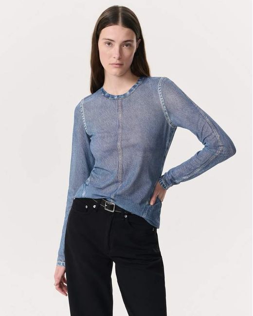 Rag & Bone Miramar Mesh Long-Sleeve Top in Blue | Lyst