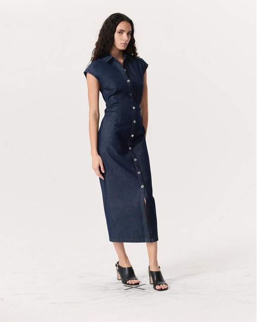Rag & Bone Rbairflex Leah Denim Midi Dress in Blue | Lyst