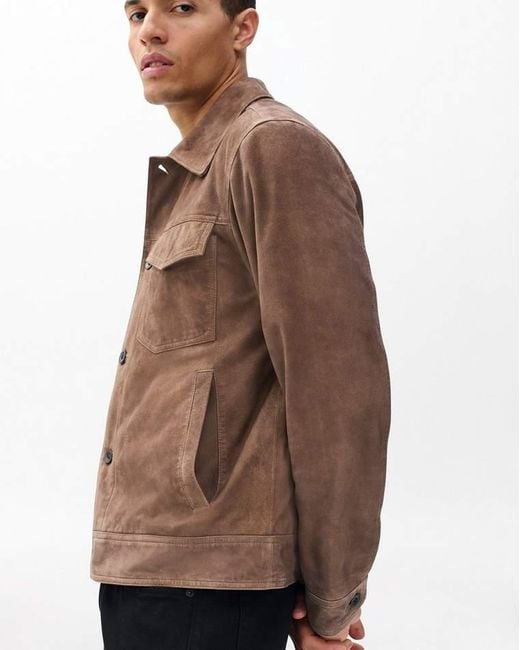Rag & Bone Rb Suede Trucker Jacket in Brown for Men | Lyst