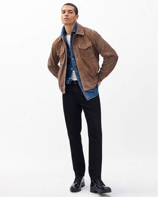 Rag & Bone Rb Suede Trucker Jacket in Brown for Men | Lyst