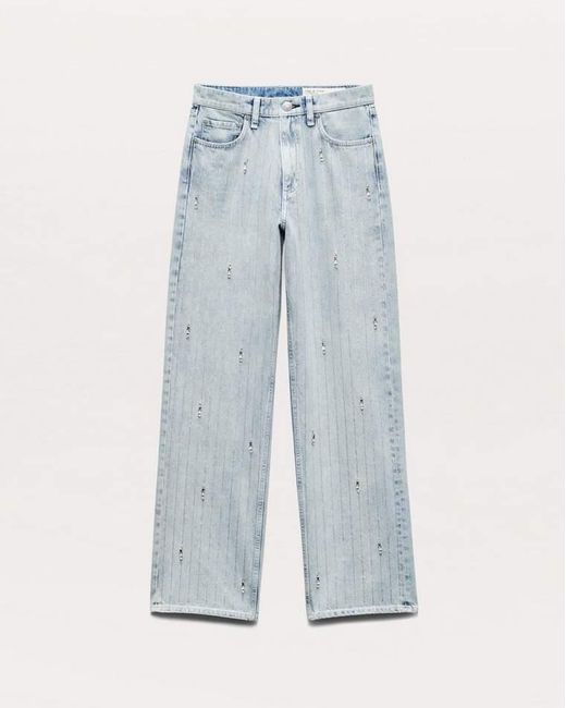 Rag & Bone Shea Embellished Relaxed Straight Jeans in White | Lyst