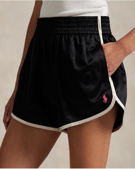 Polo Ralph Lauren Pony Satin Rally Short in Black | Lyst UK