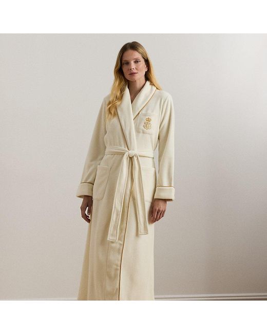 Ralph Lauren Ralph Lauren Fleece Long Shawl-collar Robe in Natural | Lyst