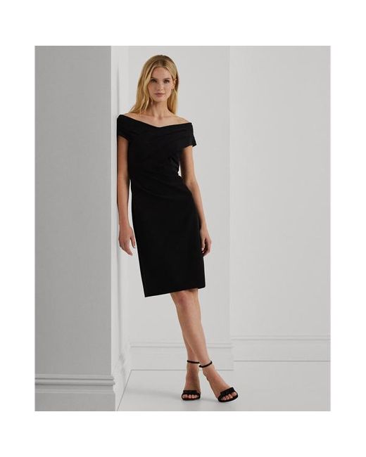 Ralph Lauren Ralph Lauren Crepe Off-the-shoulder Cocktail Dress in Black | Lyst UK