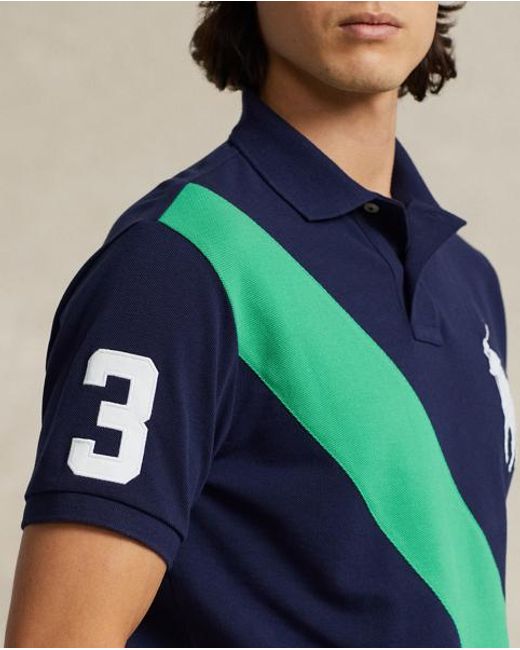 Polo Ralph Lauren Classic Fit Big Pony Mesh Polo Shirt in Blue for Men | Lyst UK