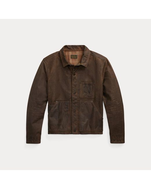 RRL Leather Jacket in Brown for Men | Lyst