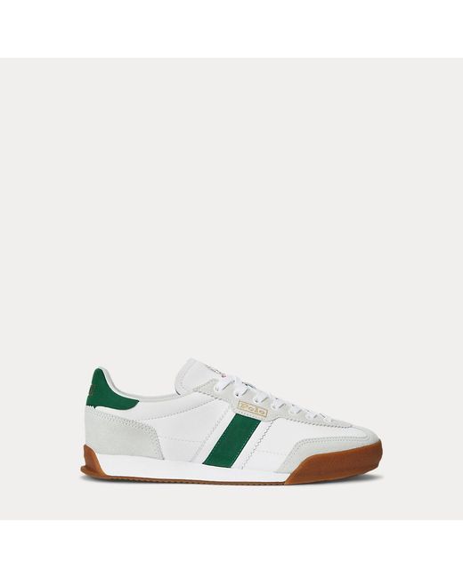 Polo Ralph Lauren Hester Leather-Suede Trainer in Green for Men | Lyst UK