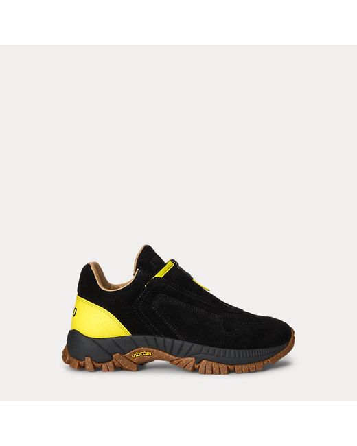 Ralph Lauren Grayson Suede Zip Trainer in Black | Lyst UK