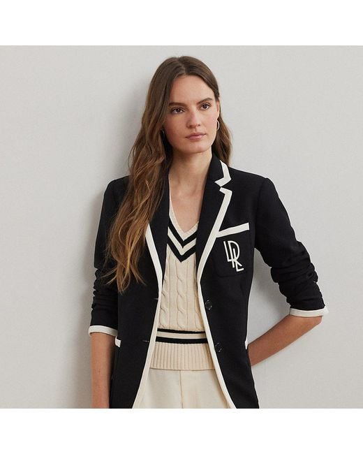 Ralph Lauren Ralph Lauren Two-Tone Georgette Blazer in Black | Lyst