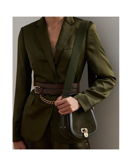 Ralph Lauren Suede Medium Tanner Crossbody Bag in Green | Lyst UK
