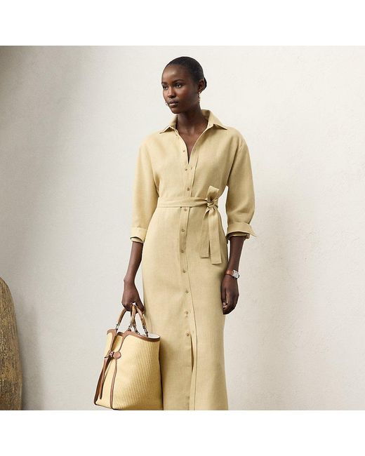 Ralph Lauren Ralph Lauren Vicki Linen Day Dress in Natural | Lyst
