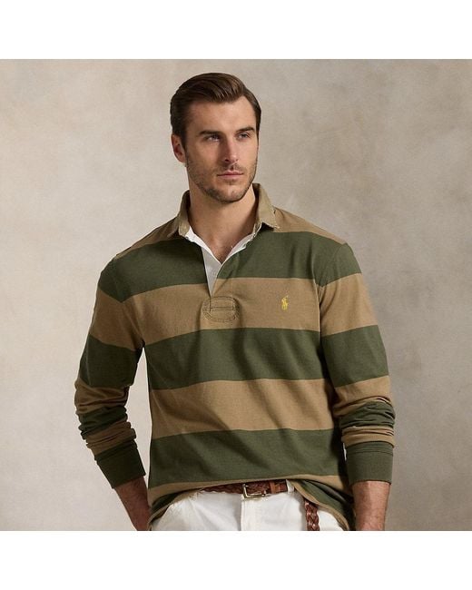Polo Ralph Lauren Ralph Lauren Classic Fit Khaki-collar Rugby Shirt in Green for Men | Lyst