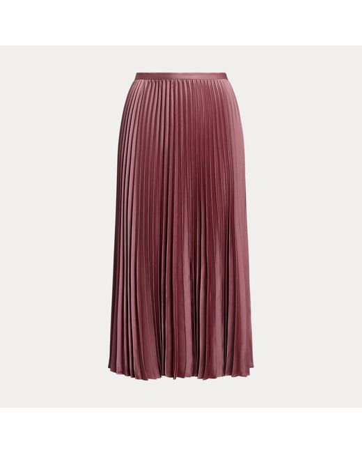 Ralph Lauren Ralph Lauren Pleated Satin Charmeuse Skirt in Brown | Lyst UK