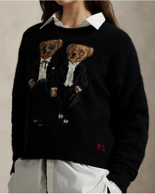 Polo Ralph Lauren The Ralph & Ricky Tuxedo Bear Sweater in Black | Lyst UK