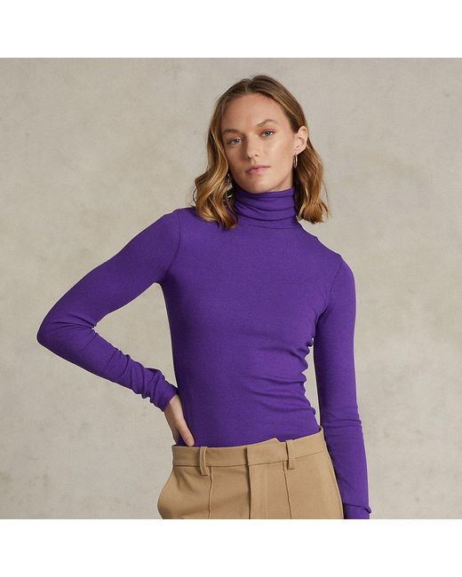 Ralph Lauren Stretch Ribbed Turtleneck in Purple | Lyst Ralph Lauren Stretch Ribbed Turtleneck in Purple | Lyst