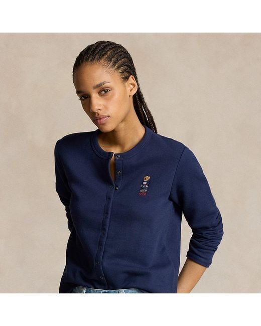 Polo Ralph Lauren Polo Bear French Terry Cardigan in Blue | Lyst