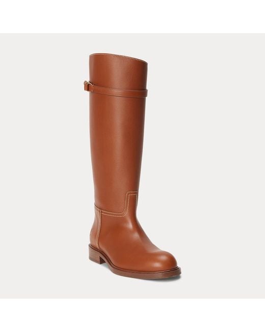 Polo Ralph Lauren Calfskin Tall Riding Boot in Brown | Lyst