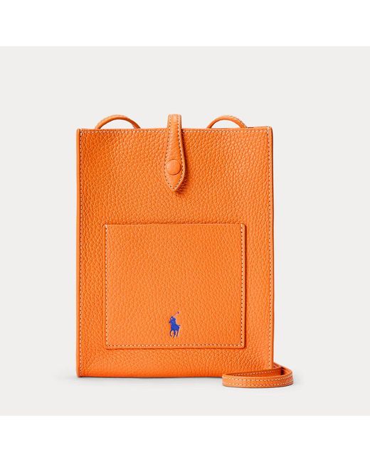 Polo Ralph Lauren Polo Play Leather Pocket Crossbody in Orange | Lyst UK