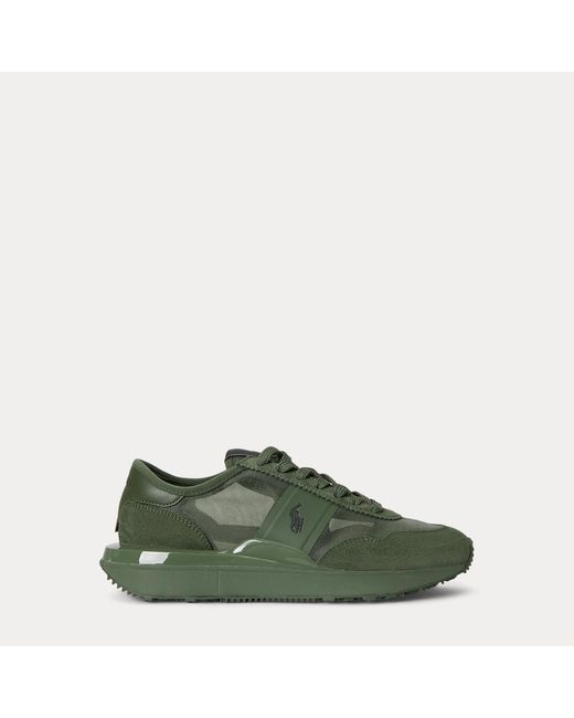 Polo Ralph Lauren Train 89 Mesh-Suede Trainer in Green | Lyst UK