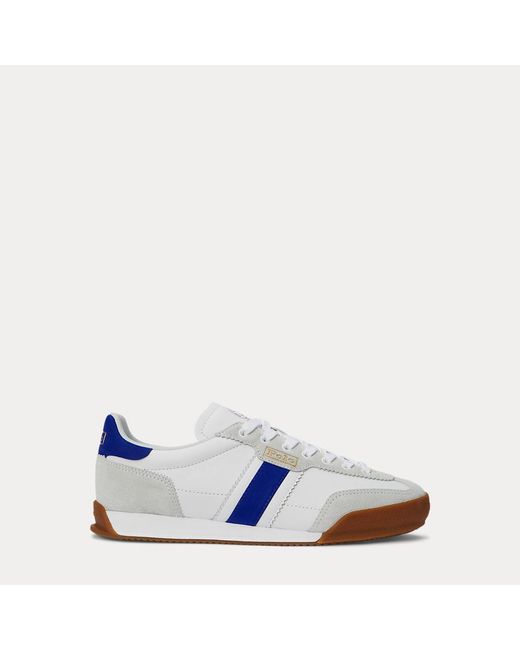 Ralph Lauren Hester Leather-Suede Sneaker in Blue for Men | Lyst
