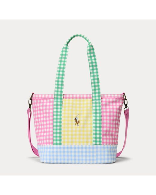 Polo Ralph Lauren Ralph Lauren Girl's Gingham Big Pony Cotton Canvas Tote in Yellow | Lyst