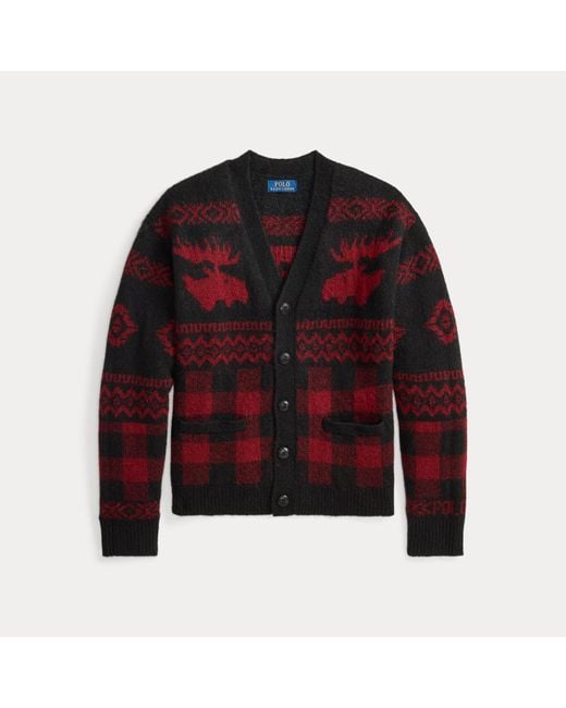 Polo Ralph Lauren Buffalo Check Moose-Graphic Cardigan in Brown for Men ...
