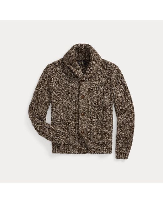 Ralph Lauren Ralph Lauren Marled Aran-knit Shawl Cardigan in Brown for Men | Lyst