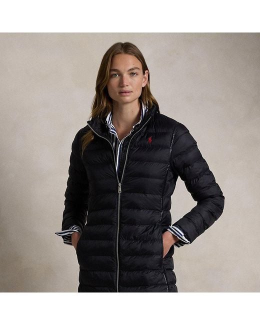 Ralph Lauren Packable Quilted Coat in Black | Lyst