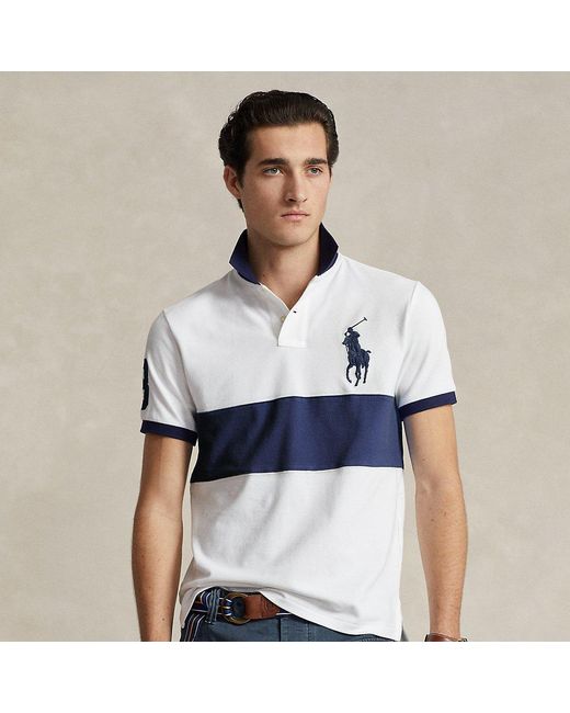 Ralph Lauren Custom Slim Fit Big Pony Mesh Polo Shirt in White for Men | Lyst