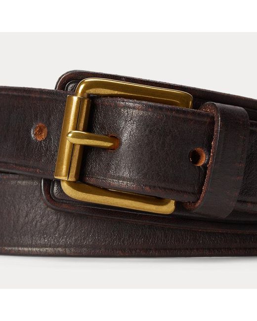 Ralph Lauren Burnished Leather Belt in Black for Men | Lyst