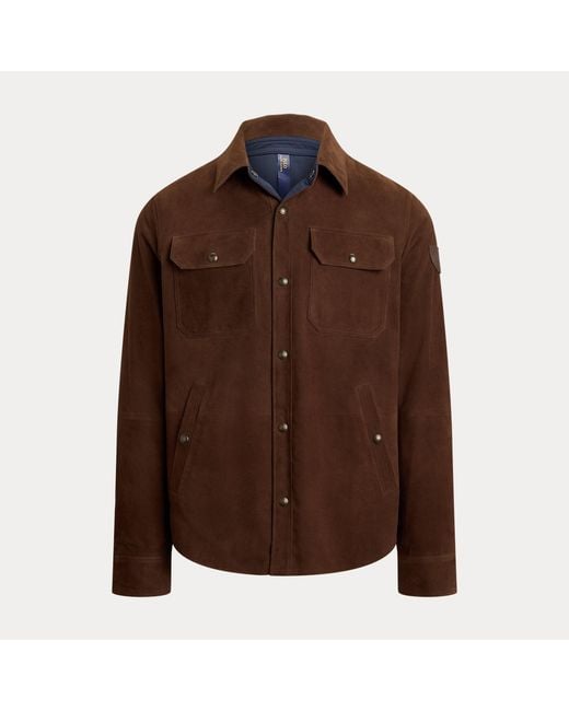 Polo Ralph Lauren Reversible Suede-Taffeta Shirt Jacket in Brown for Men | Lyst UK