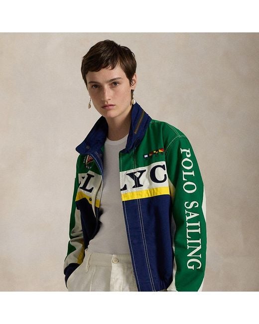 Polo Ralph Lauren Logo Canvas Racing Jacket in Green | Lyst